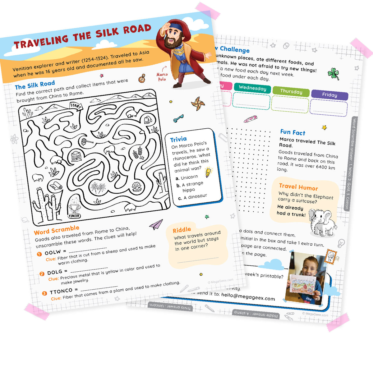 marco polo for kids coloring printable pages