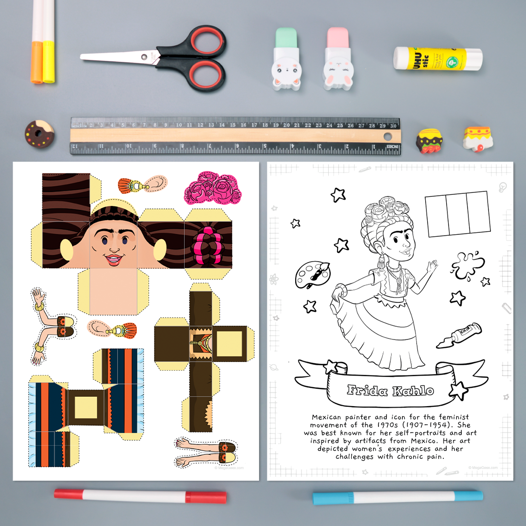 Frida Kahlo 3D DIY Mini set {Print-at-Home PDF} – MegaGeex