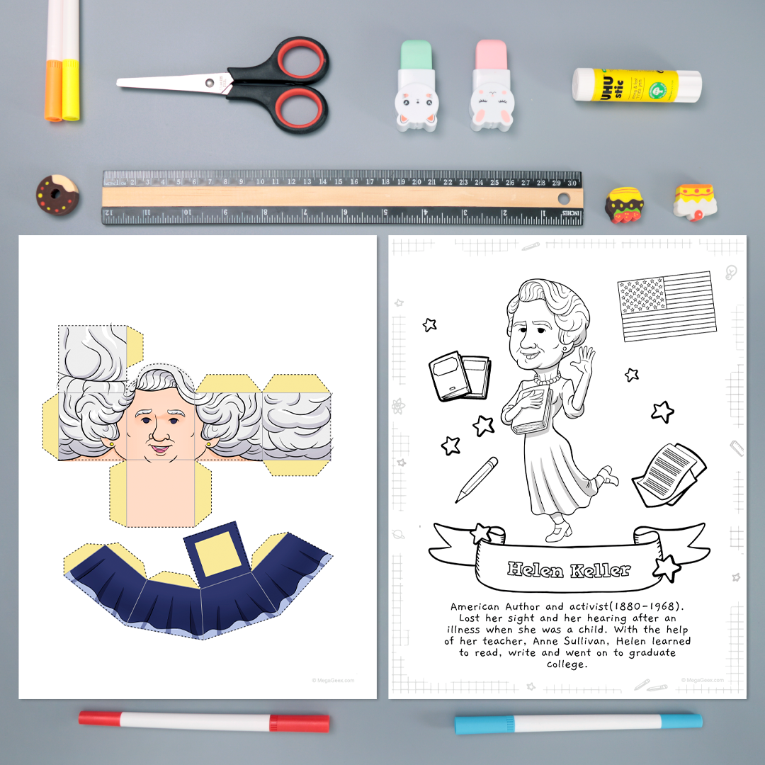 printable helen keller coloring page
